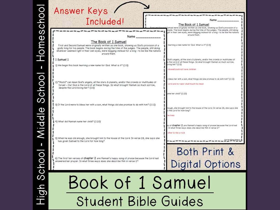 1 Samuel Bible Study Guide Worksheets - Etsy