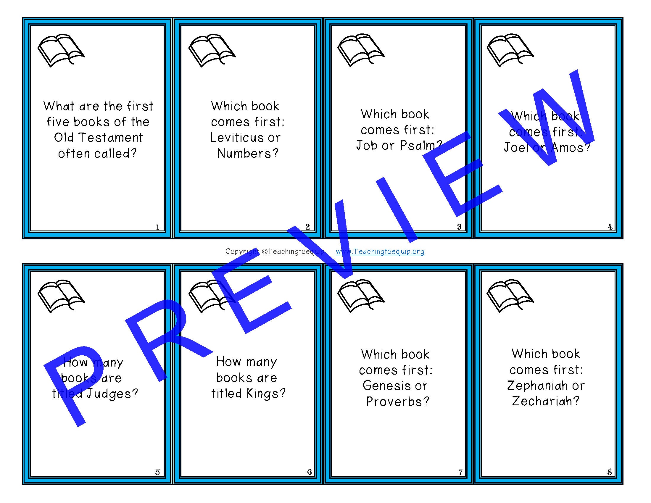 Old Testament Bible Books Order Trivia Game Task Cards - Etsy