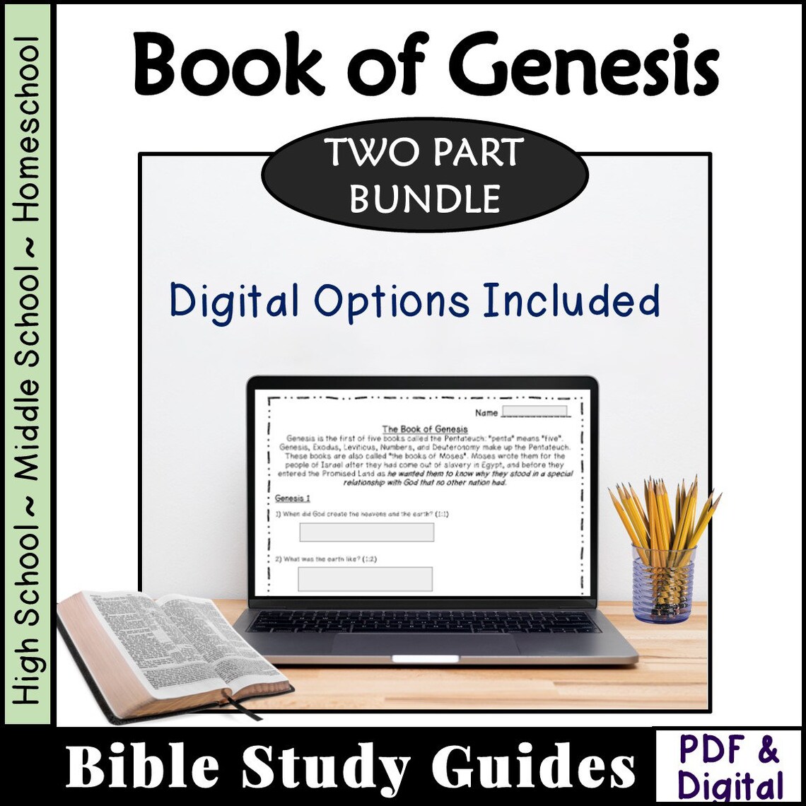 Book of Genesis Bible Study Question 2-part Guide - Etsy