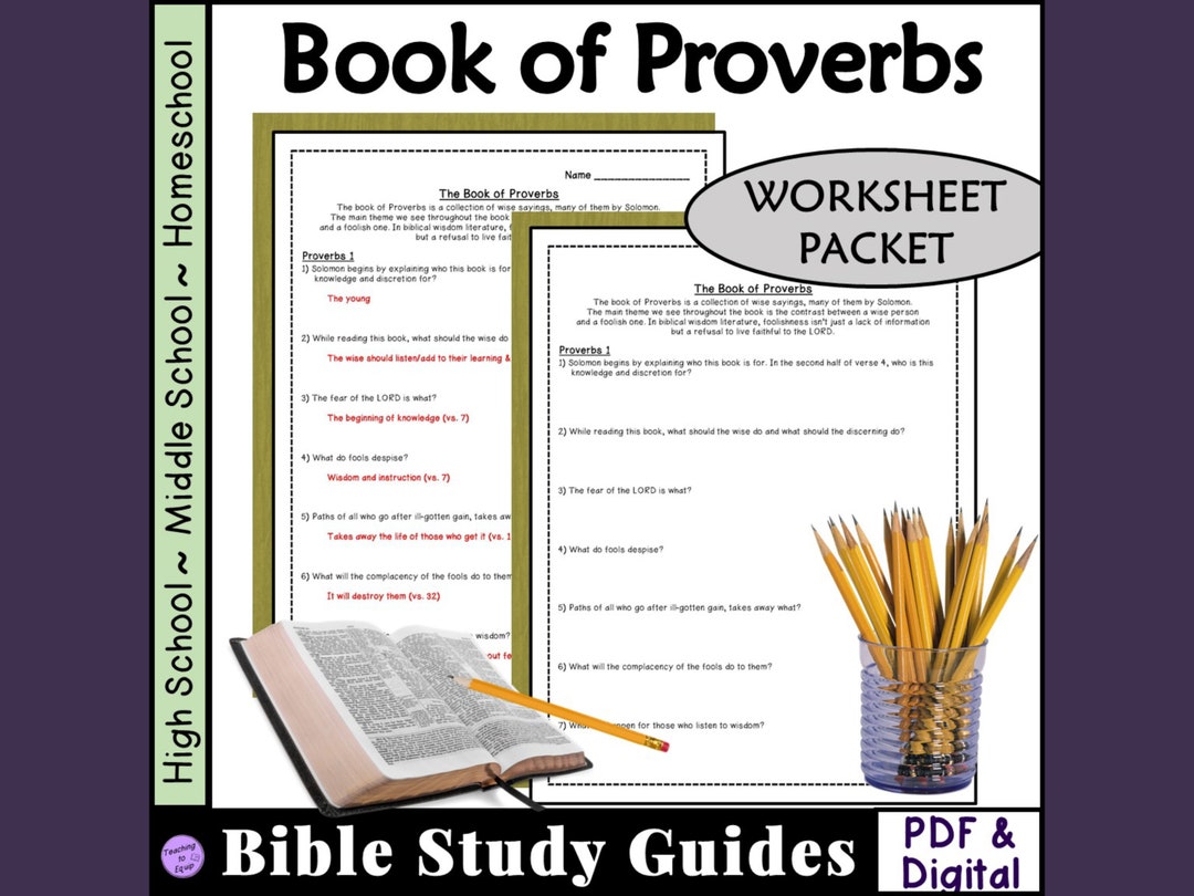 Bible Study Questions for Proverbs Worksheet Packet - Etsy