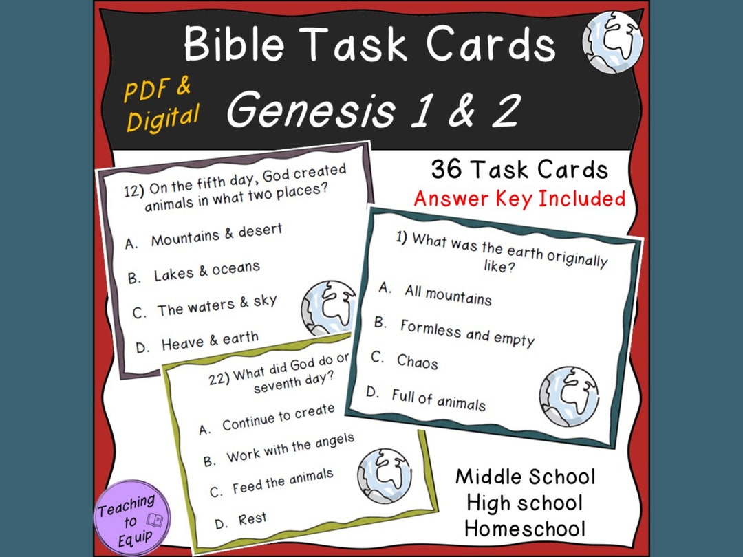 Creation Story in Genesis Bible Activity Game Task Cards - Etsy