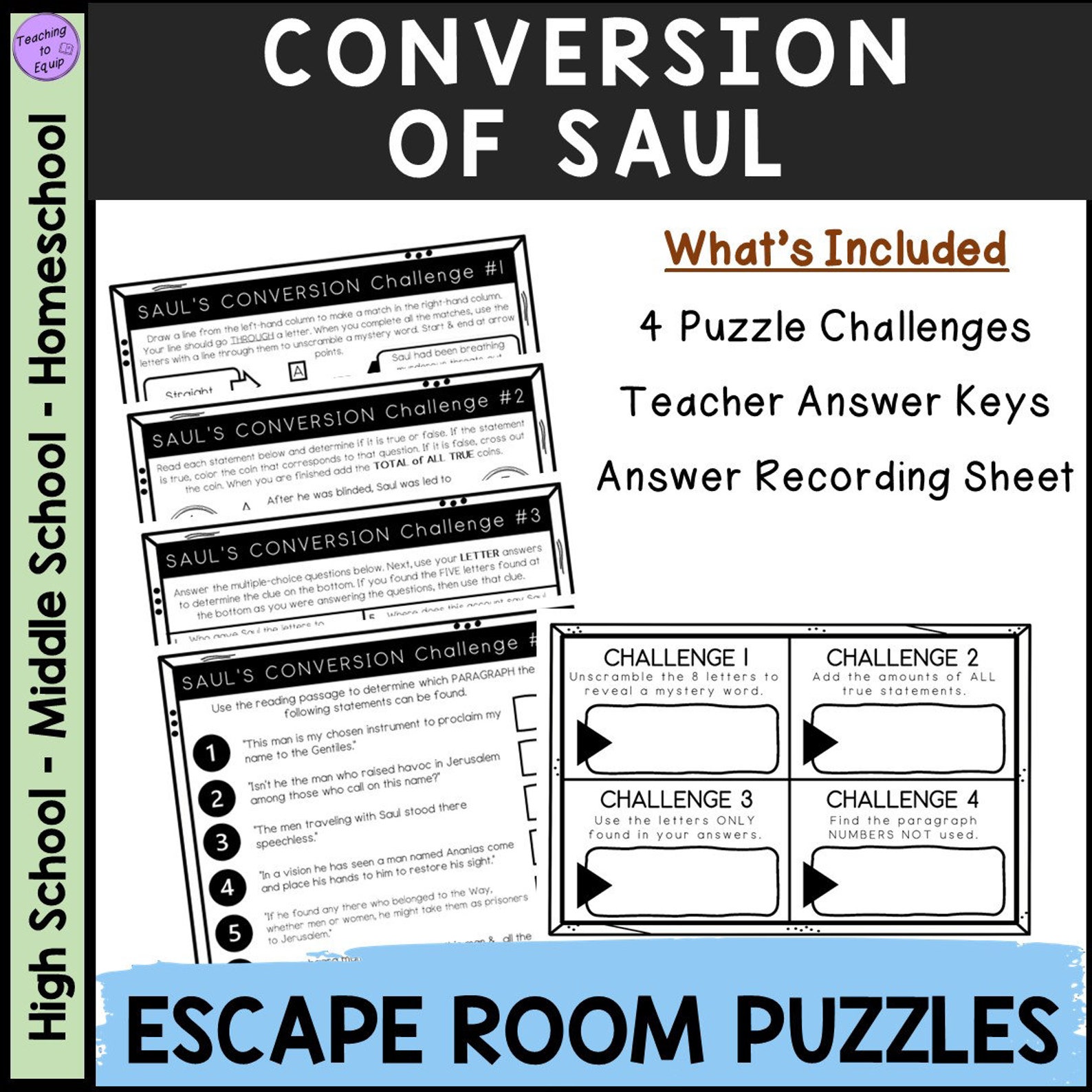 Conversion of Saul in Acts Bible ESCAPE ROOM - Reading & Puzzles ...