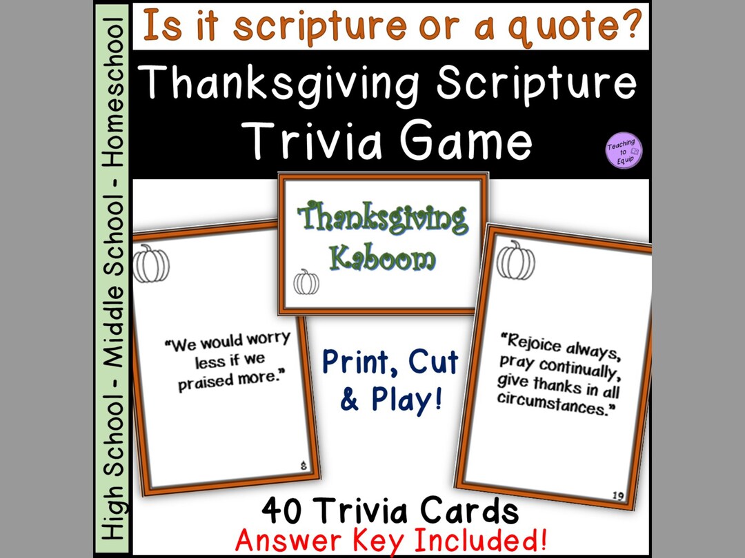Thanksgiving Bible Verse Trivia Kaboom! Game - Etsy