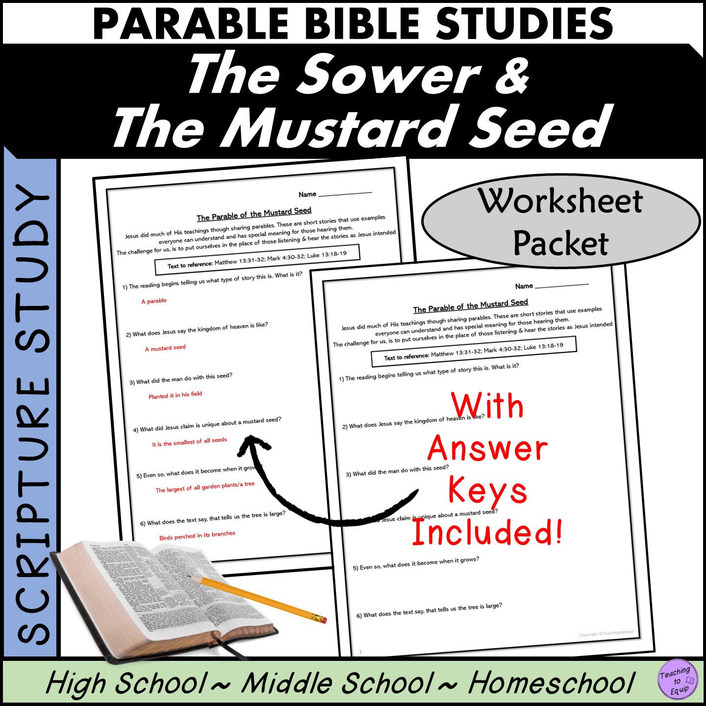 Parable of the Sower and Mustard Seed Bible Study Worksheets - Etsy