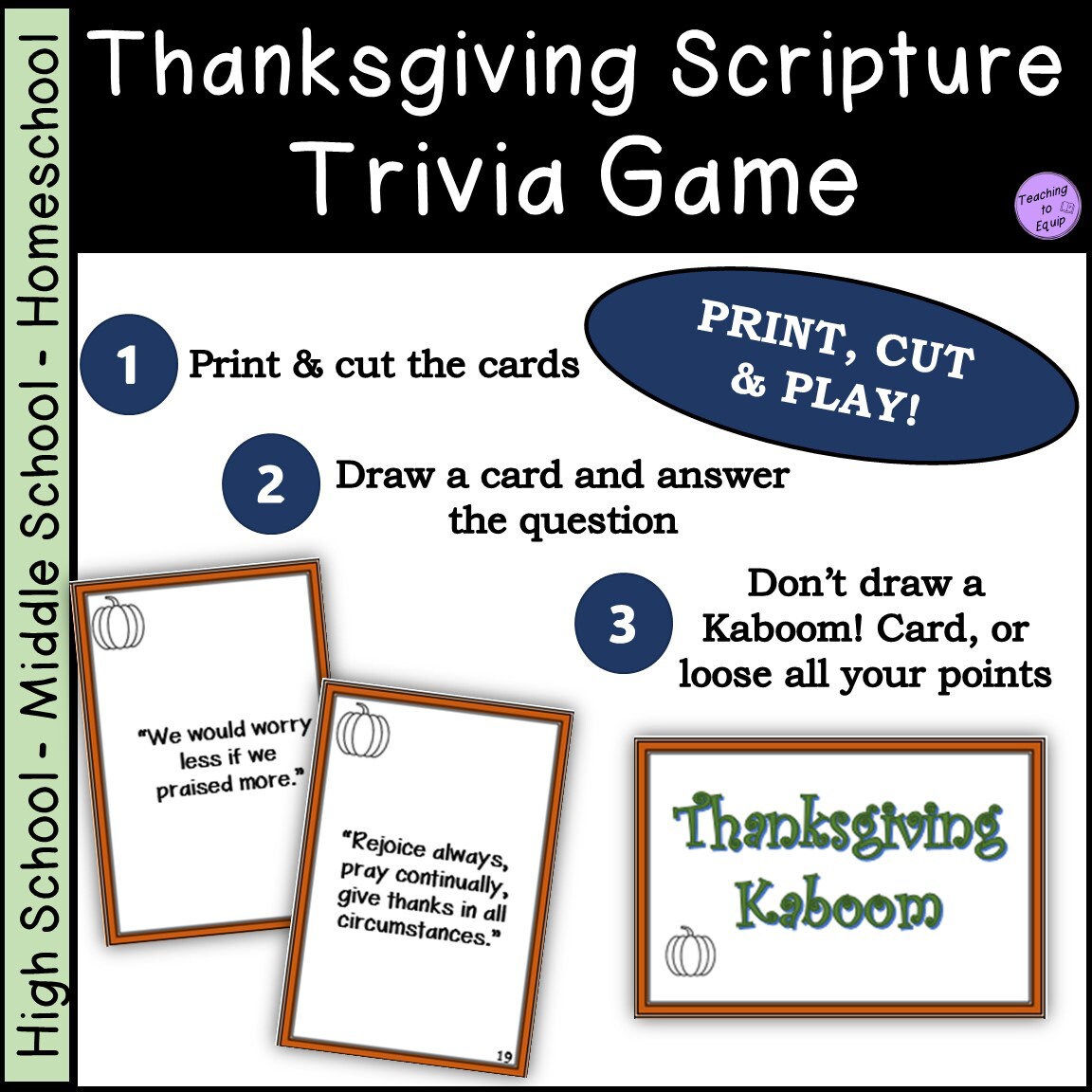 Thanksgiving Bible Verse Trivia Kaboom! Game - Etsy