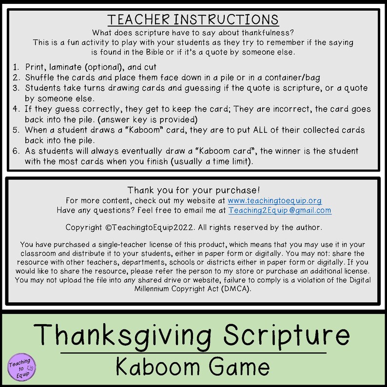 Thanksgiving Bible Verse Trivia Kaboom Game - Etsy