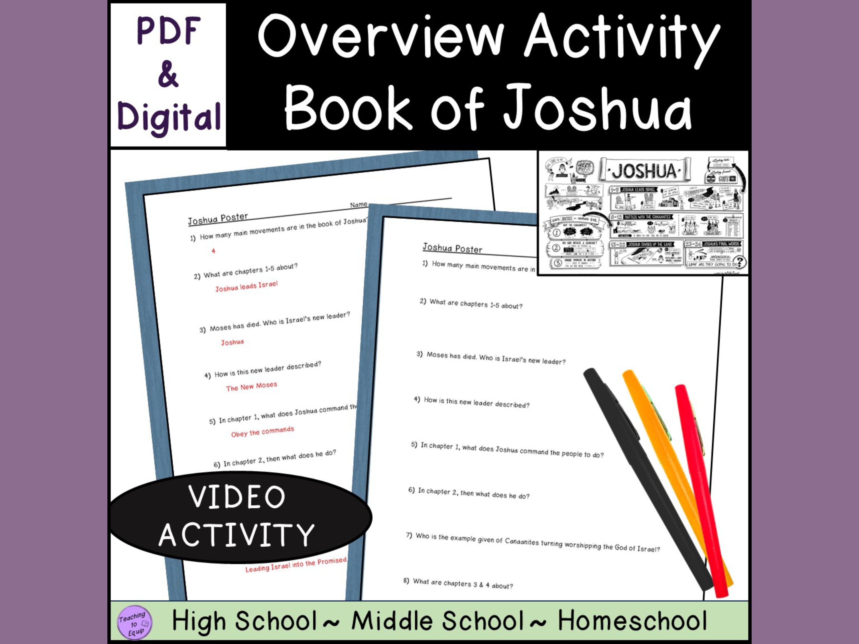 Summary of the Book of Joshua Overview Activity - Etsy