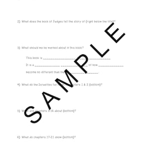 Book of Judges Bible Overview Summary Worksheet Activity - Etsy