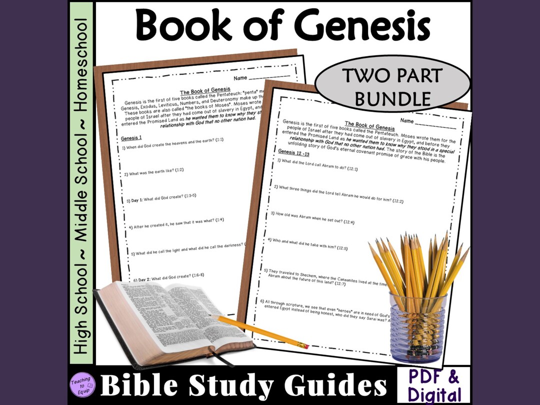 Book of Genesis Bible Study Question 2-part Guide - Etsy