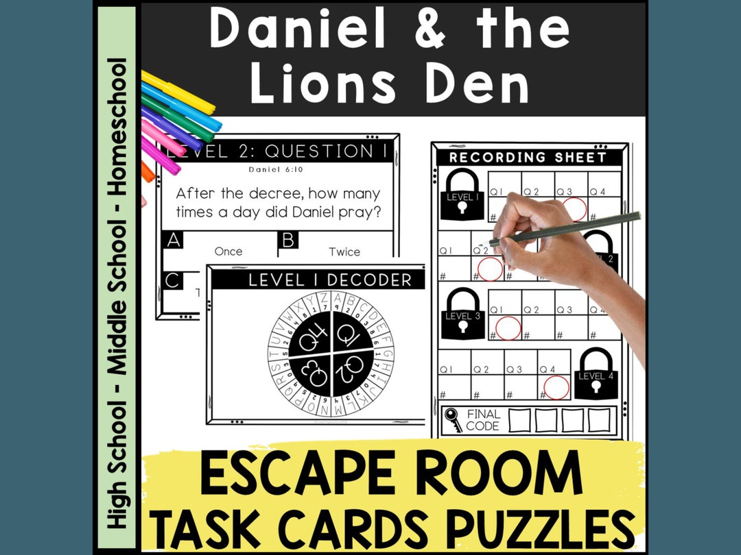 Bible Activity Lesson Daniel Lions Den Escape Room Middle & High School ...