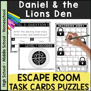 Bible Activity Lesson Daniel Lions Den Escape Room Middle & High School ...