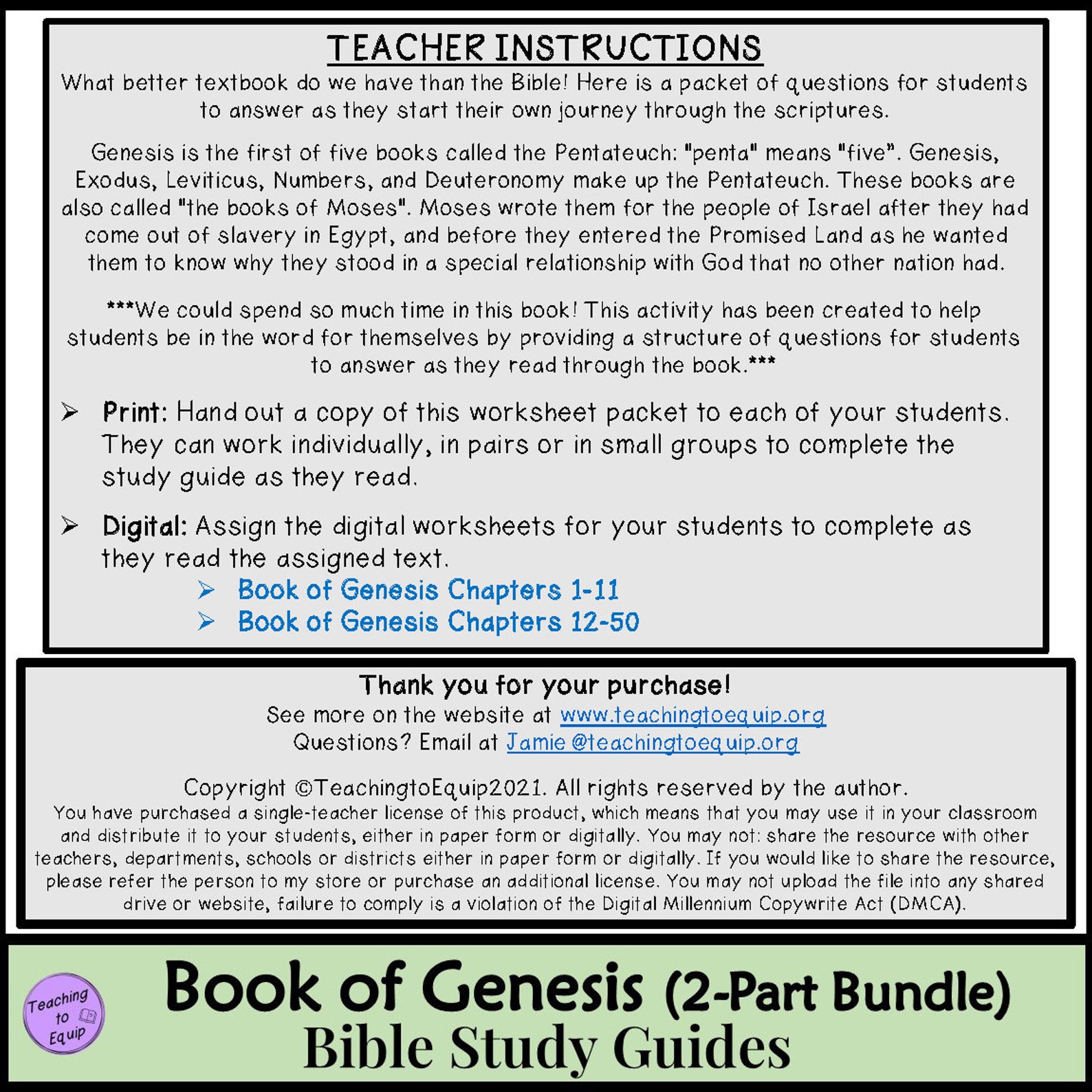 Book of Genesis Bible Study Question 2-part Guide - Etsy