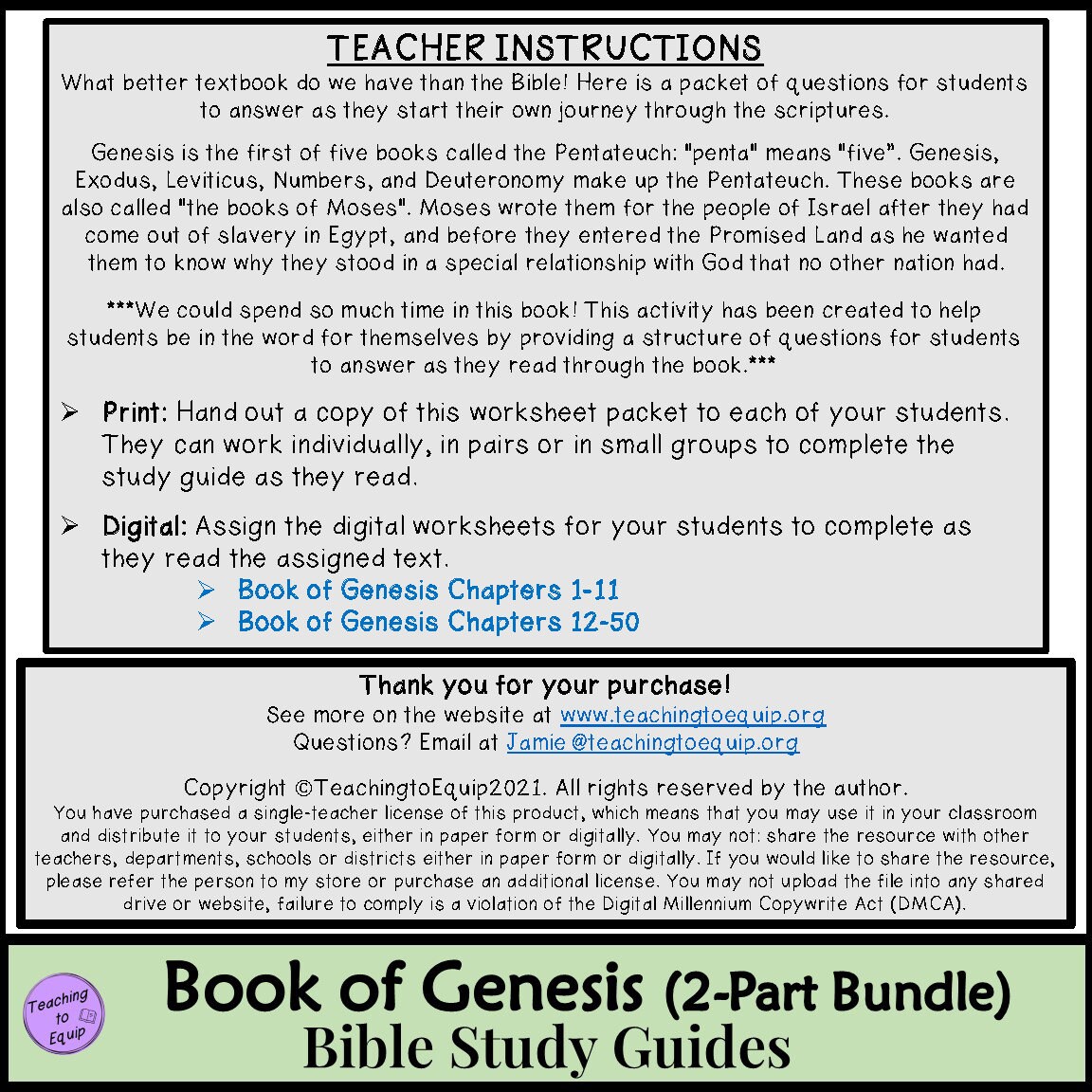 Book of Genesis Bible Study Question 2-part Guide - Etsy