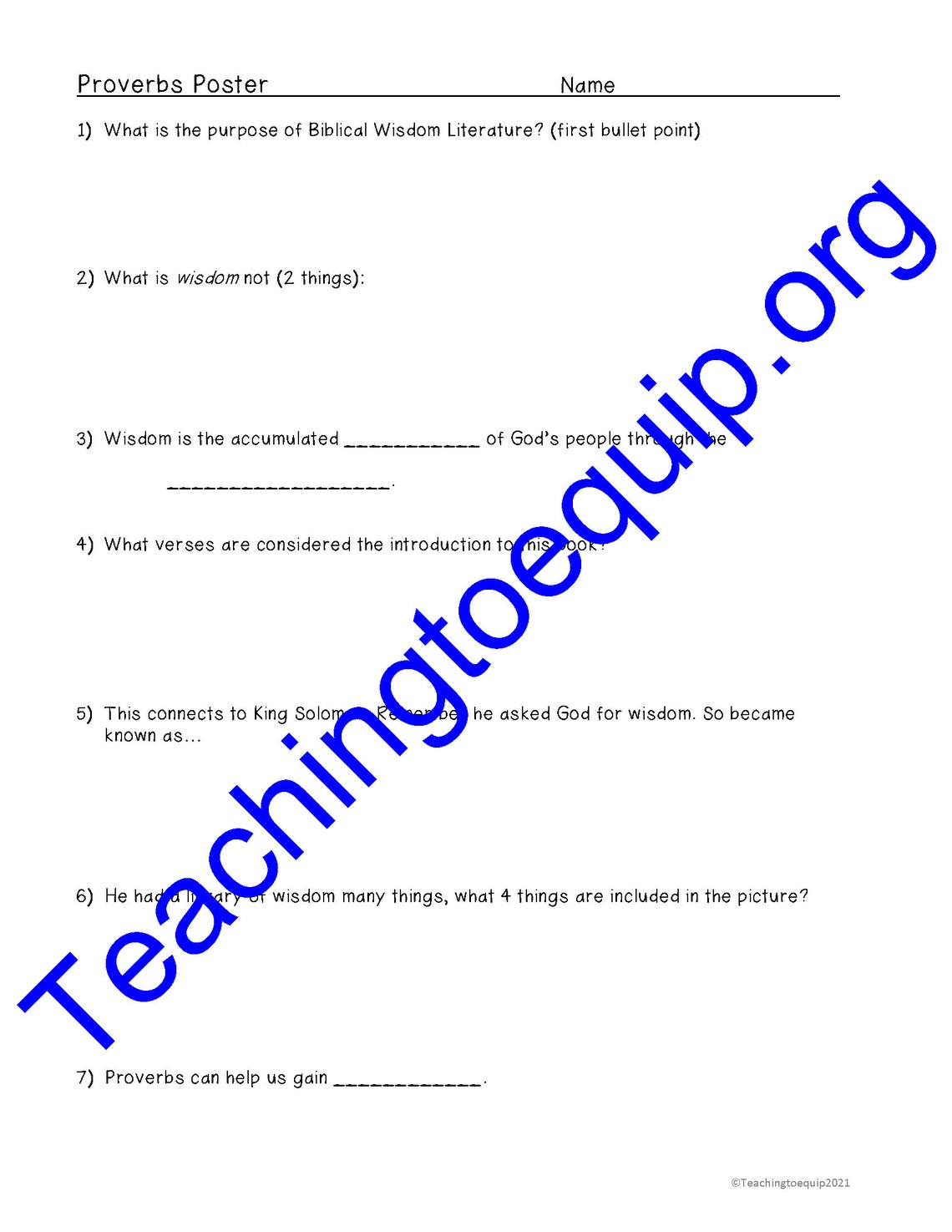 Book of Proverbs Bible Overview Summary Activity - Etsy