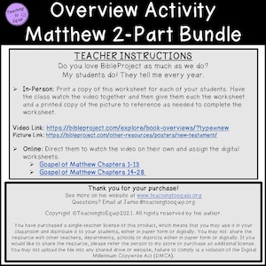 Summary of the Gospel of Matthew Bible Activity - Etsy