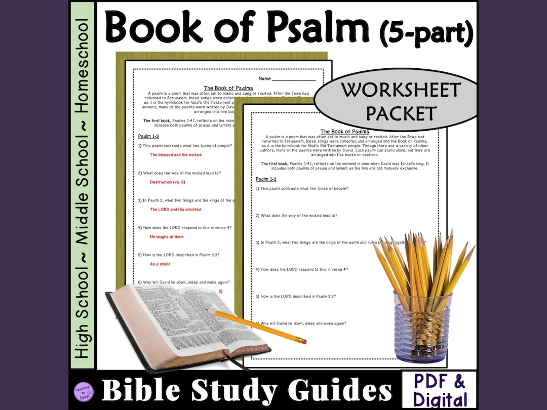 Psalm Bible Study Questions Worksheets - Etsy