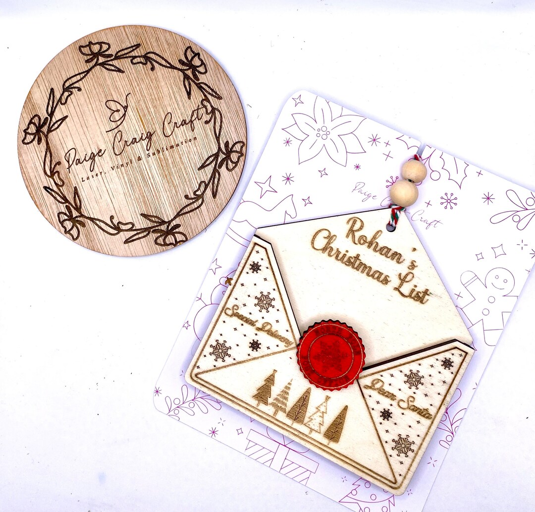 Personalised 3D Letter to Santa Wooden Envelope Ornament | Christmas ...
