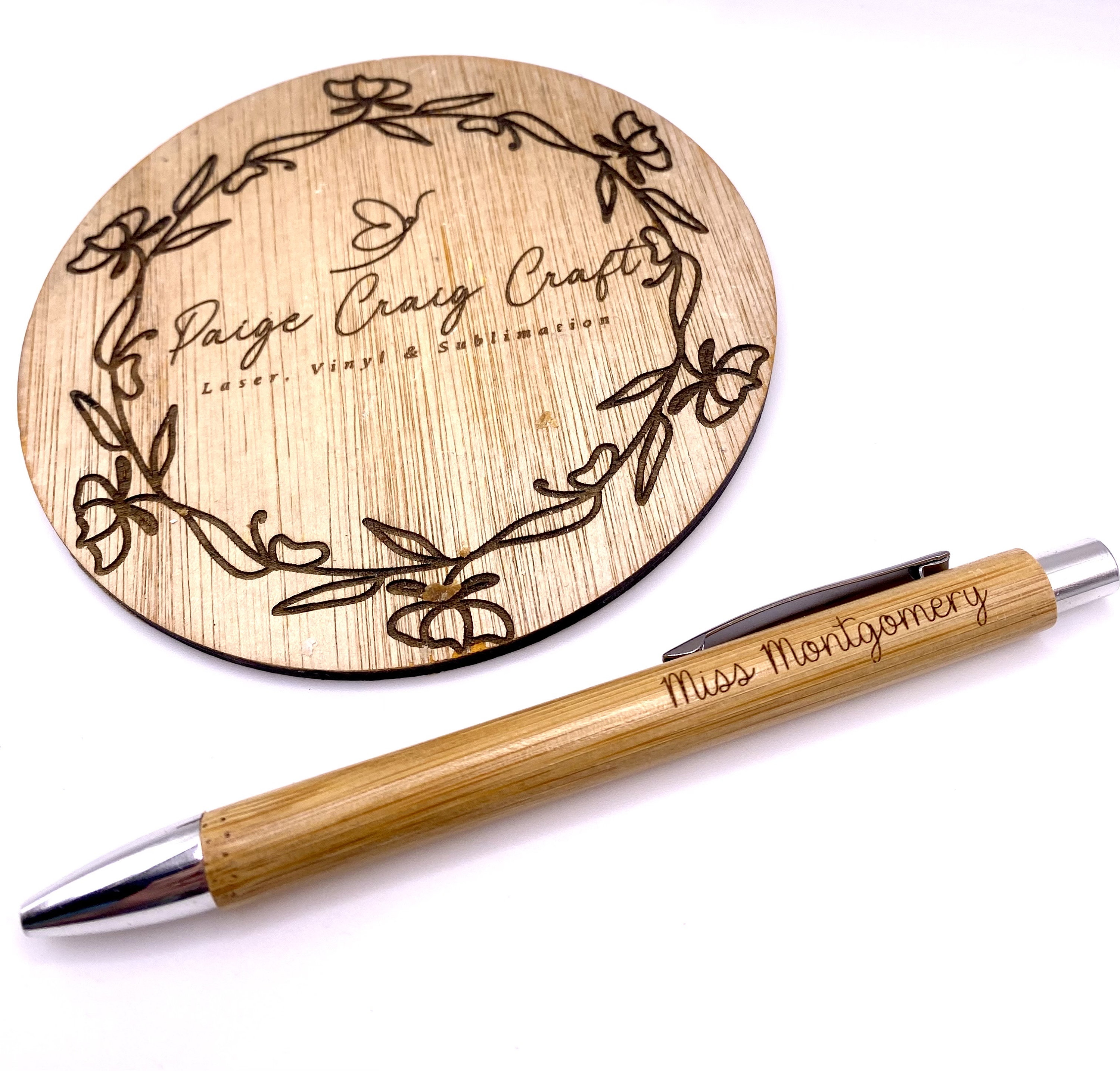 Personalised Bamboo Pen, Custom Engraved Pen, Retirement, Anniversary ...