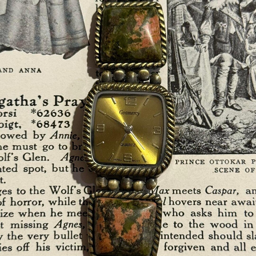 Gramercy Gold Tone Semiprecious Stone Vintage Watch - Etsy