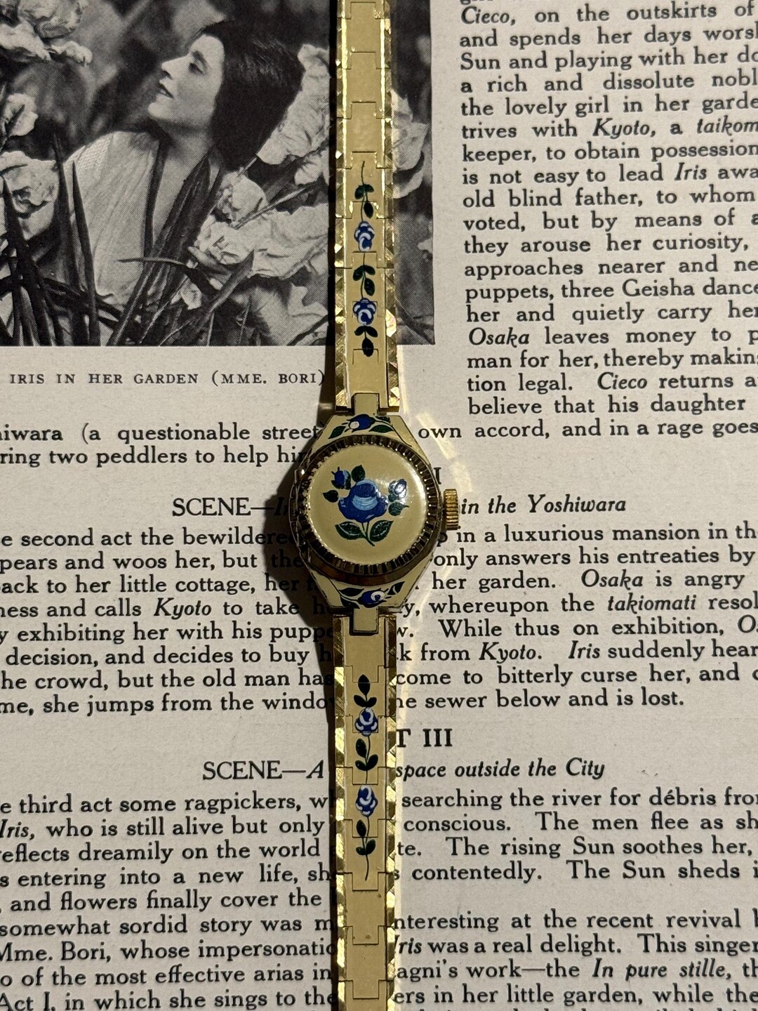 Vintage Enameled Gold Tone Tan and Blue Floral Peek a Boo Watch - Etsy