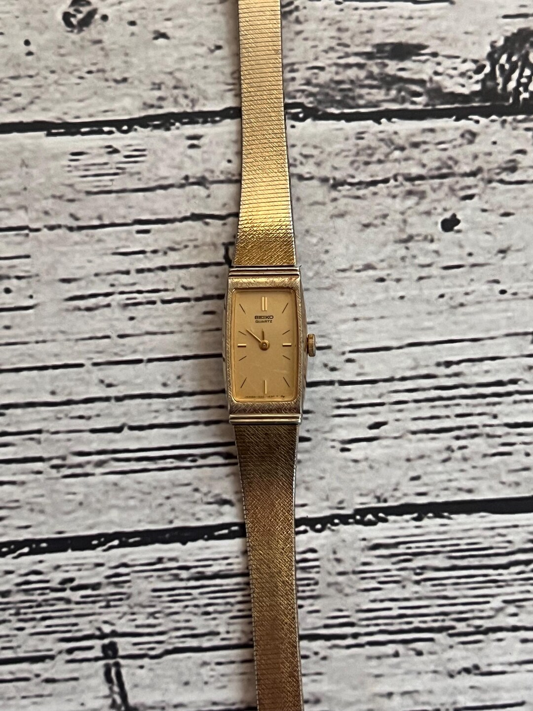 Seiko Vintage Dainty Gold Plated Gold Tone Gold Rectangular Dial Watch - Etsy