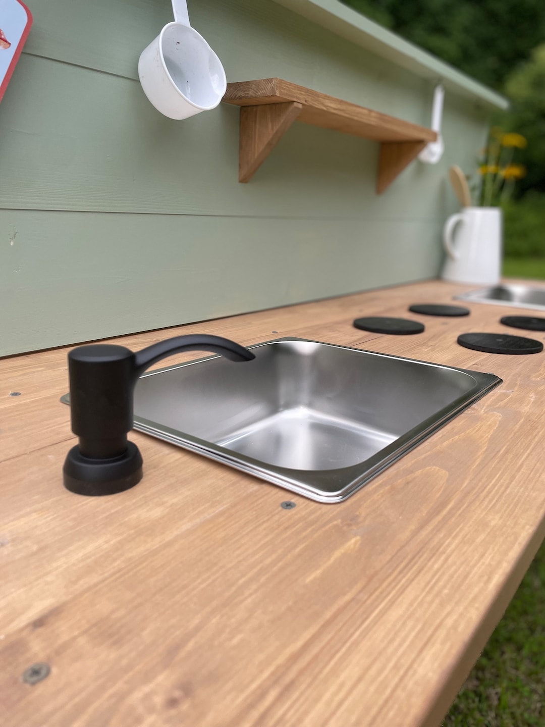 Mud Kitchen Water Pump for Kids Functional Kitchen, Toddler Real Faucet ...