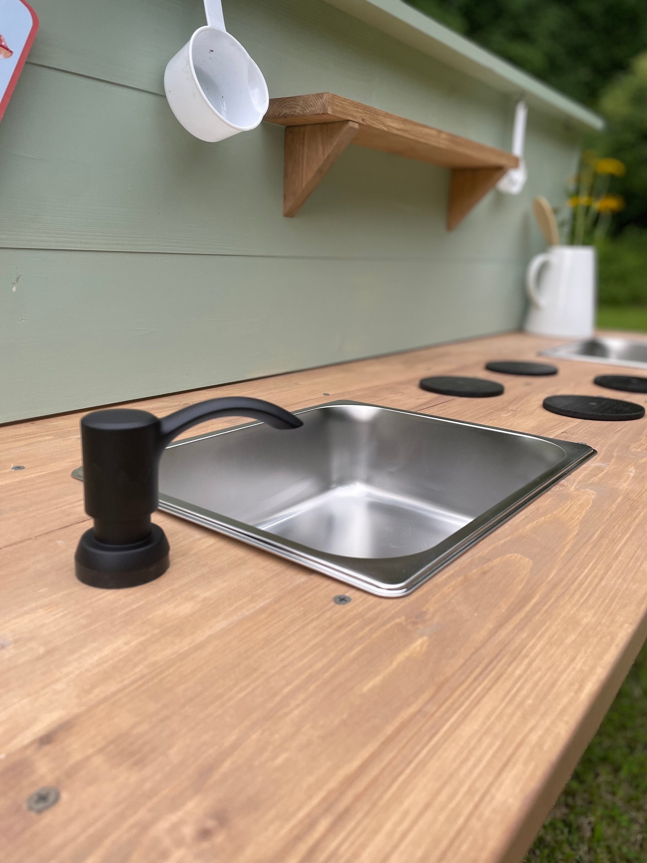 Mud Kitchen Water Pump for Kids Functional Kitchen, Toddler Real Faucet ...