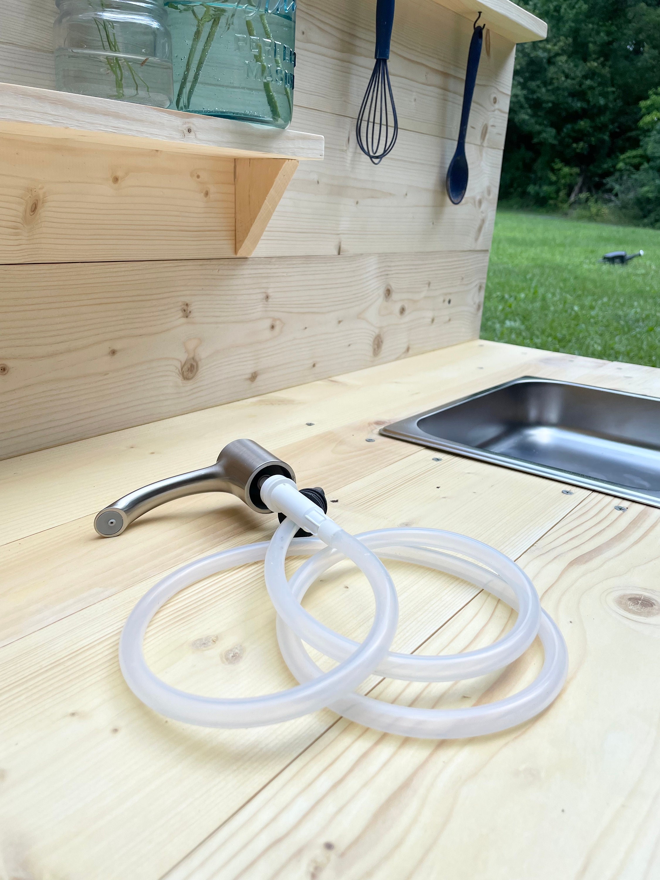 Mud Kitchen Water Pump for Kids Functional Kitchen, Toddler Real Faucet ...