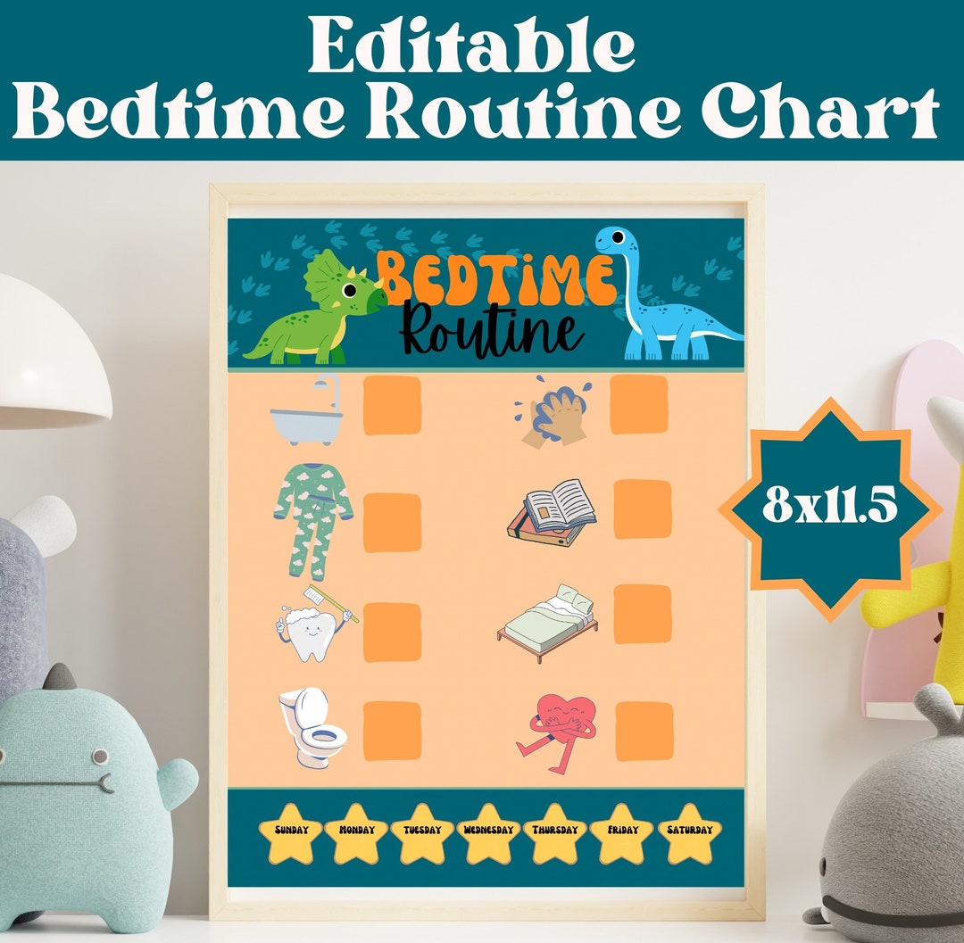 Editable Bedtime Routine Chart for Toddler Kid Bedtime Chart - Etsy