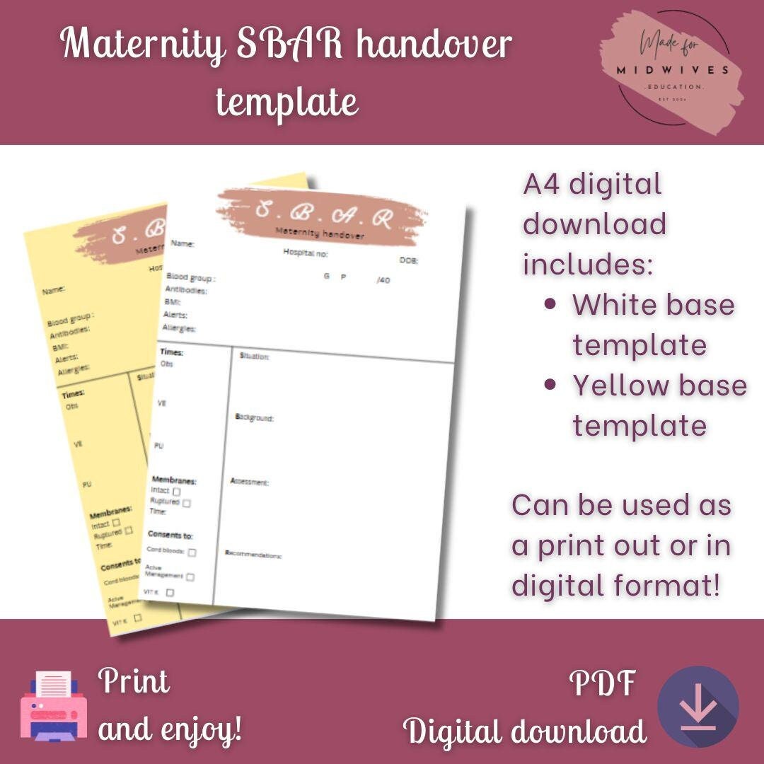 Maternity SBAR Handover Sheet - Etsy