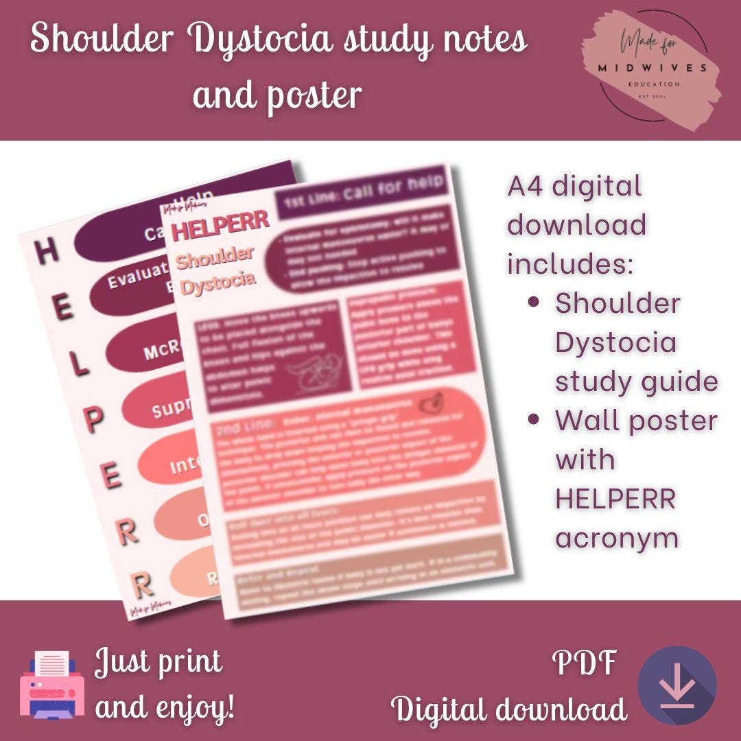 Maternity Shoulder Dystocia Guide HELP/HELPERR - Etsy