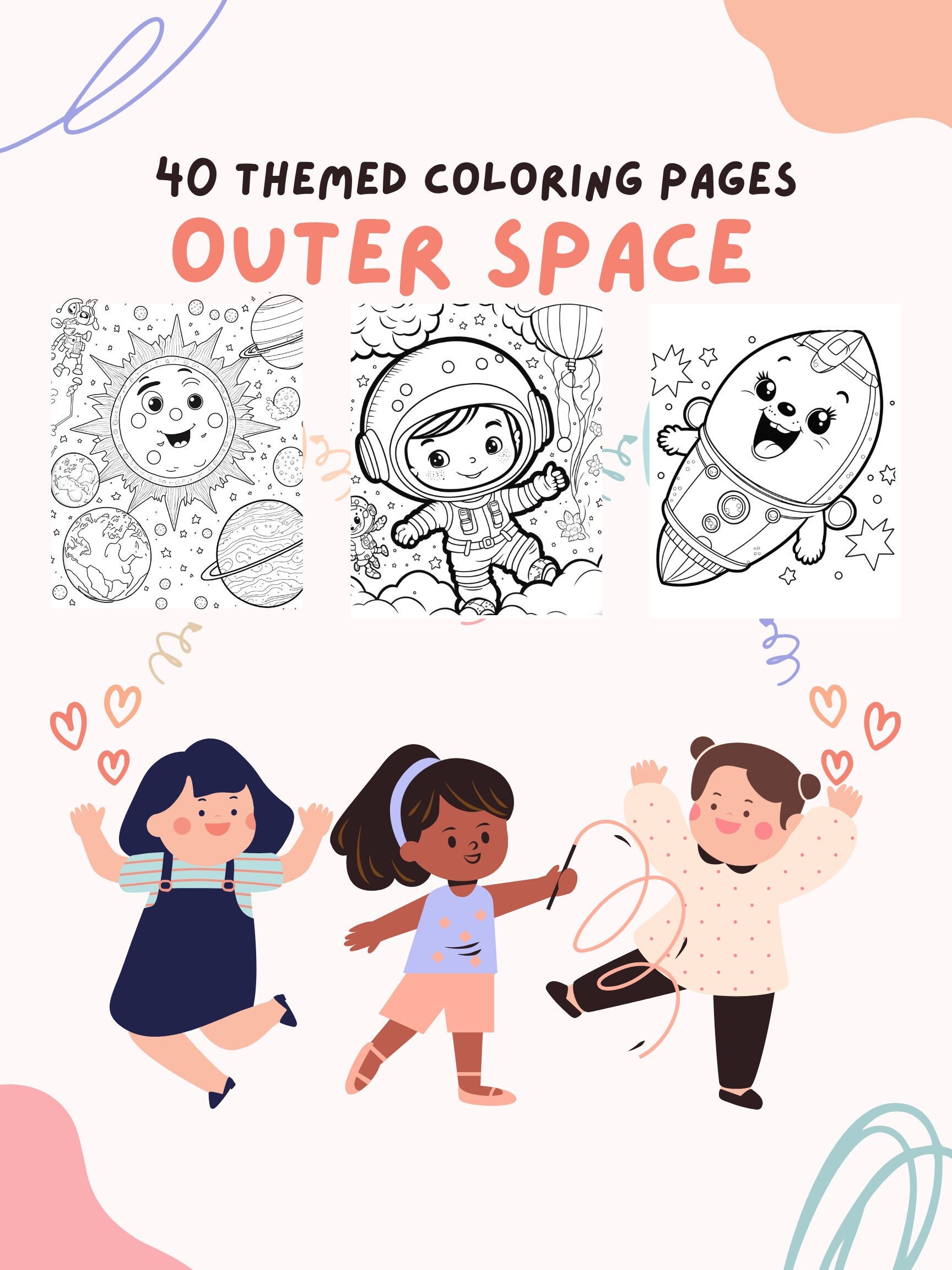 Outer Space Themed Kids Coloring Pages (40 Ct.) - Etsy
