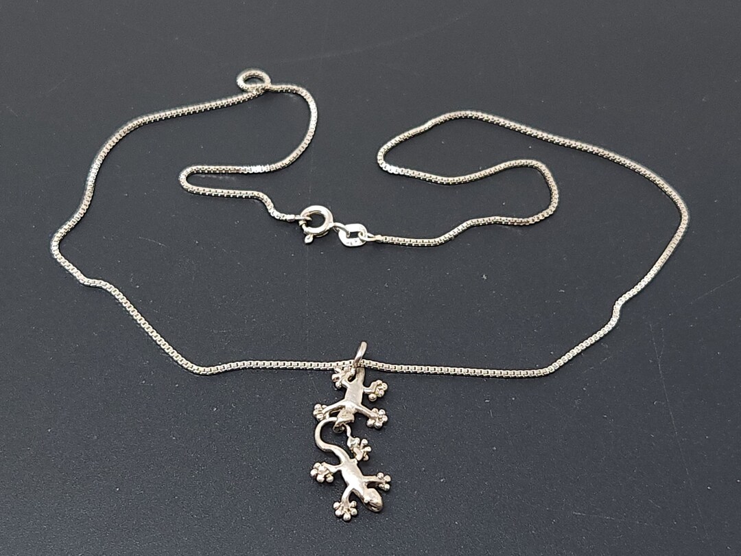 Vintage Sterling Silver Lizard Geico Pendant Chain Necklace 16" - Etsy