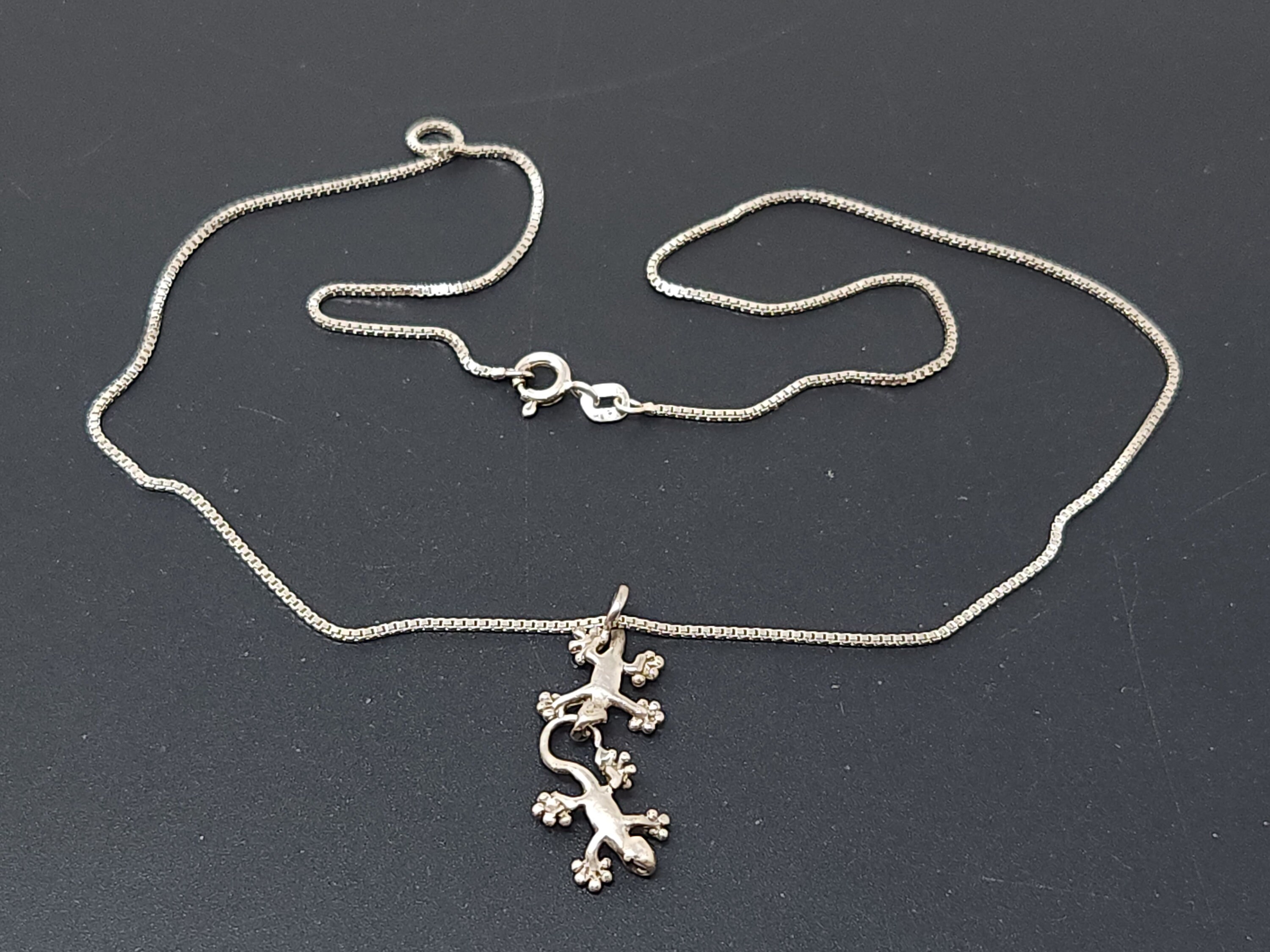 Vintage Sterling Silver Lizard Geico Pendant Chain Necklace 16" - Etsy