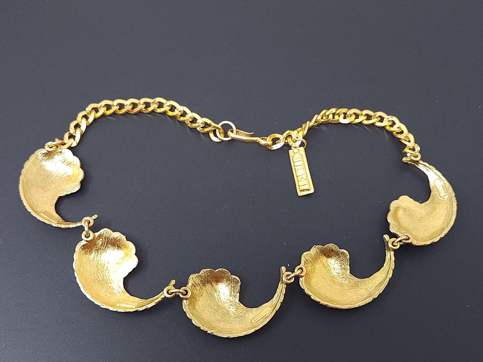 Vintage Givenchy Fish Scale Paisley Gold Silver Statment Necklace 16 ...