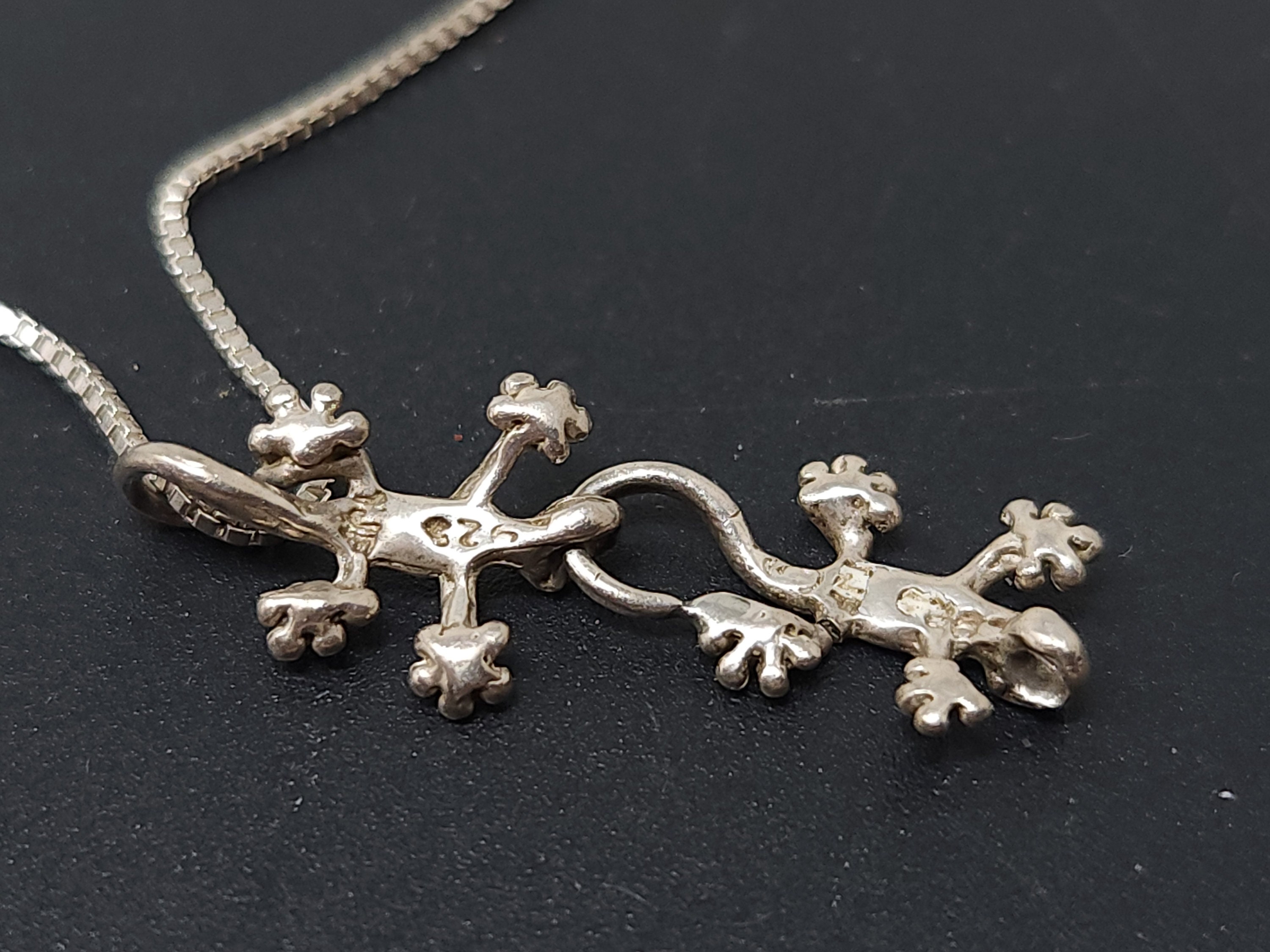 Vintage Sterling Silver Lizard Geico Pendant Chain Necklace 16" - Etsy
