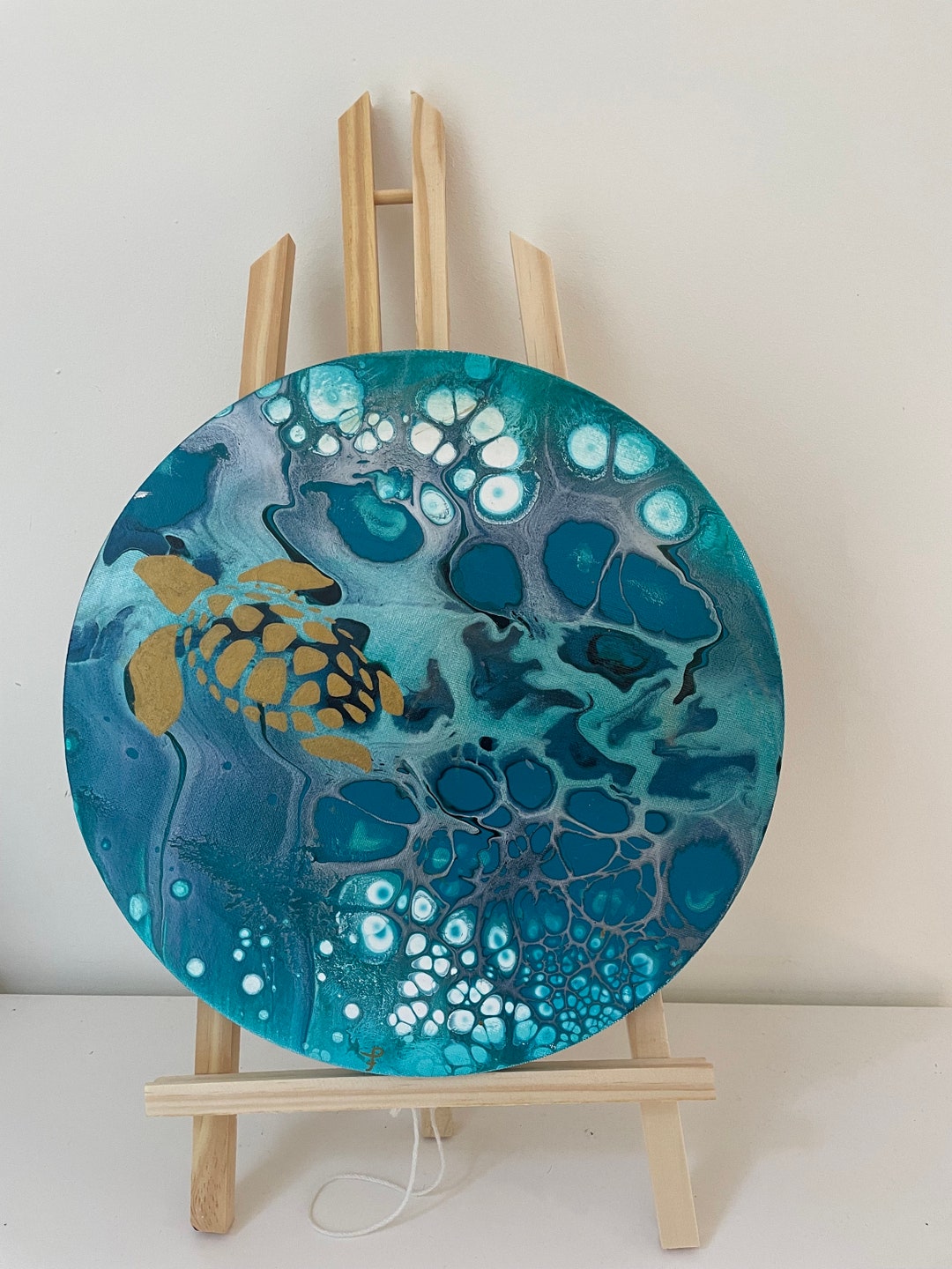 Sea Turtle Acrylic Painting Ocean Fluid Art Turtle Wall Art Painted ...