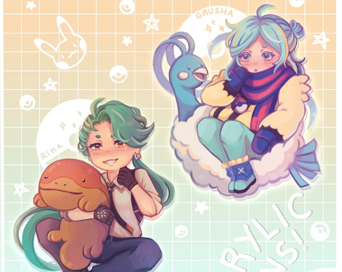 Pokemon Grusha & Rika Acrylic Pins - Etsy
