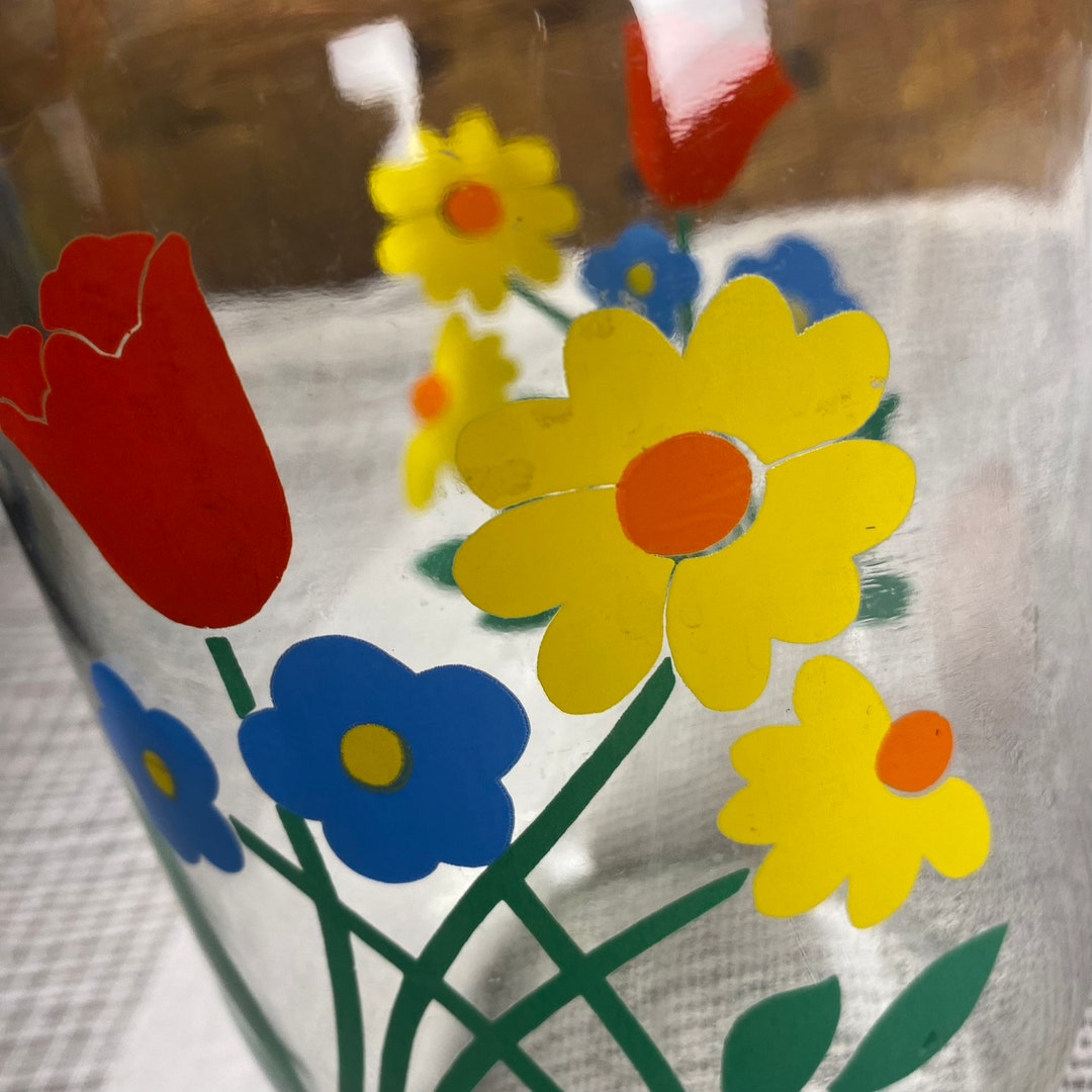 Vintage Carlton Glass Jar: Floral Sun Tea Maker, Kitsch Kitchen Decor ...