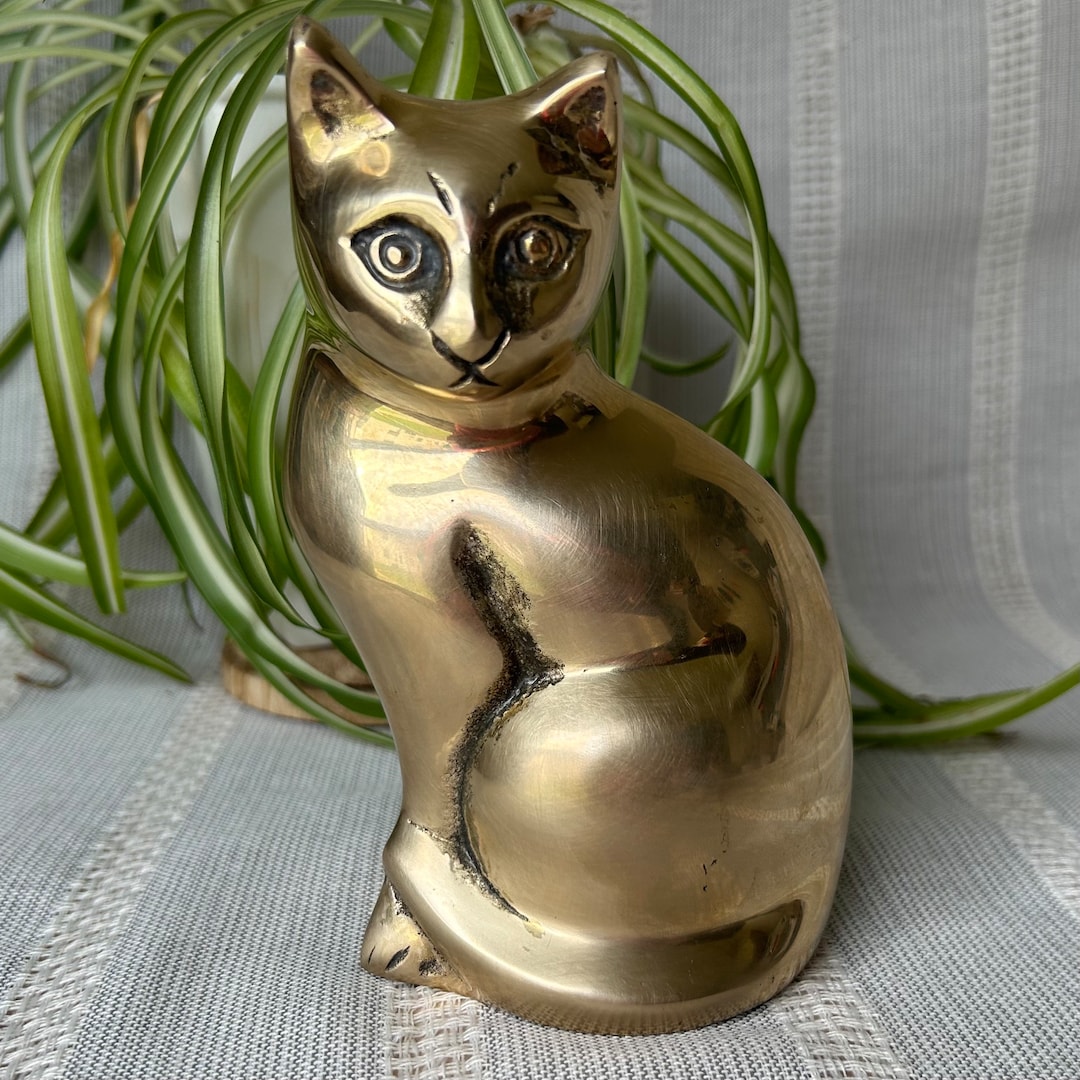 Vintage Brass Cat, Sitting Kitty Animal Figurine - Etsy