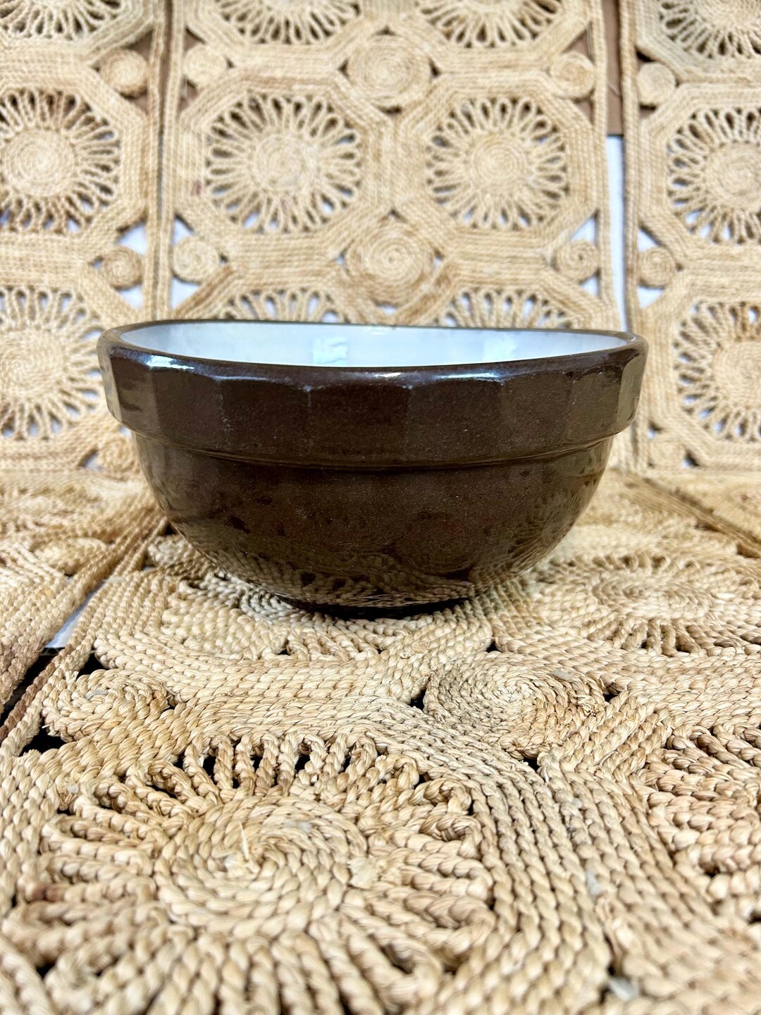 Redware Pottery Bowl, Primitive Rustic Mixing Bowl, Chocolate Brown ...