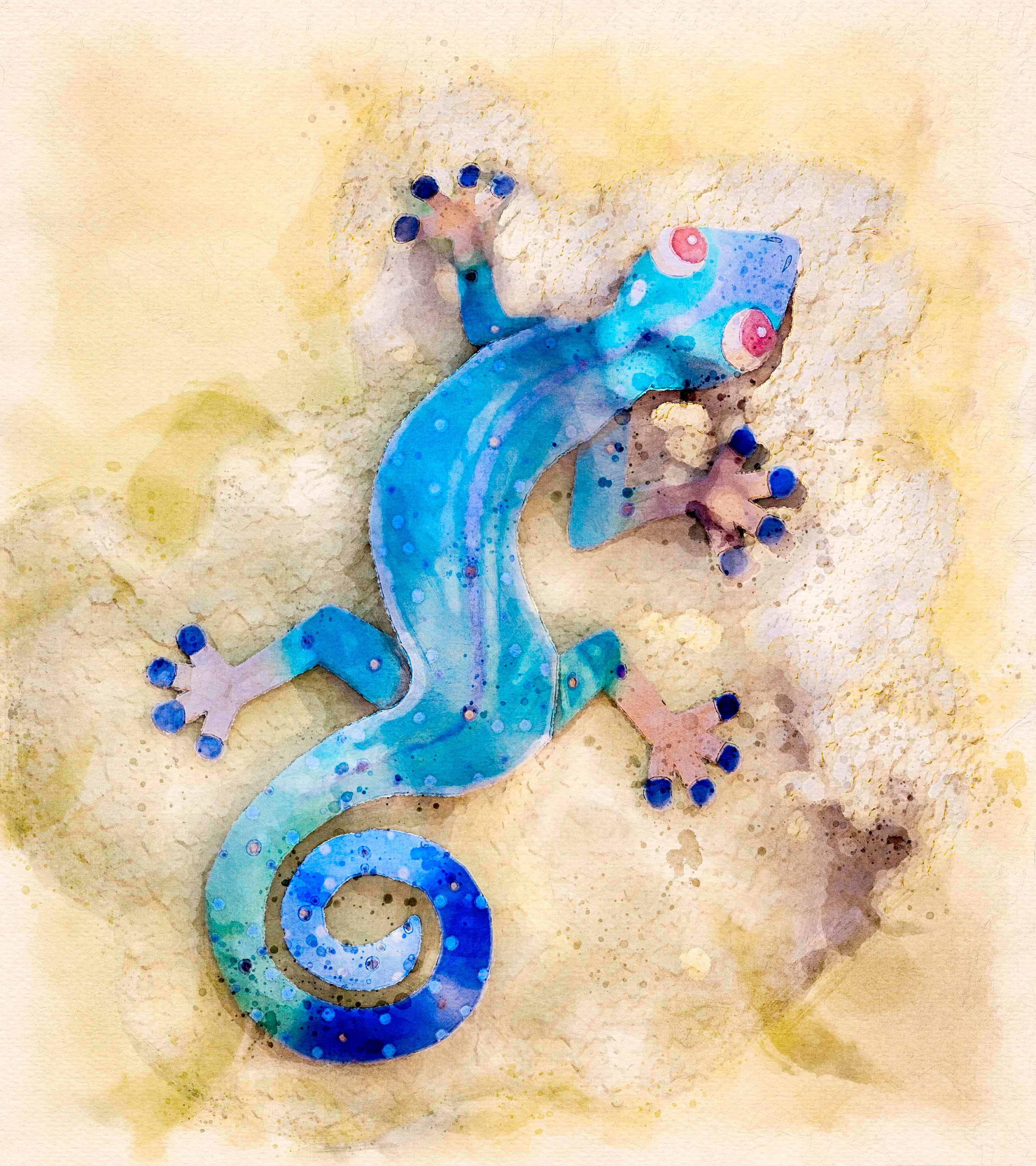 Gecko-ing: Art Print of Gecko, Digital Watercolor, Wall Art, Picture ...