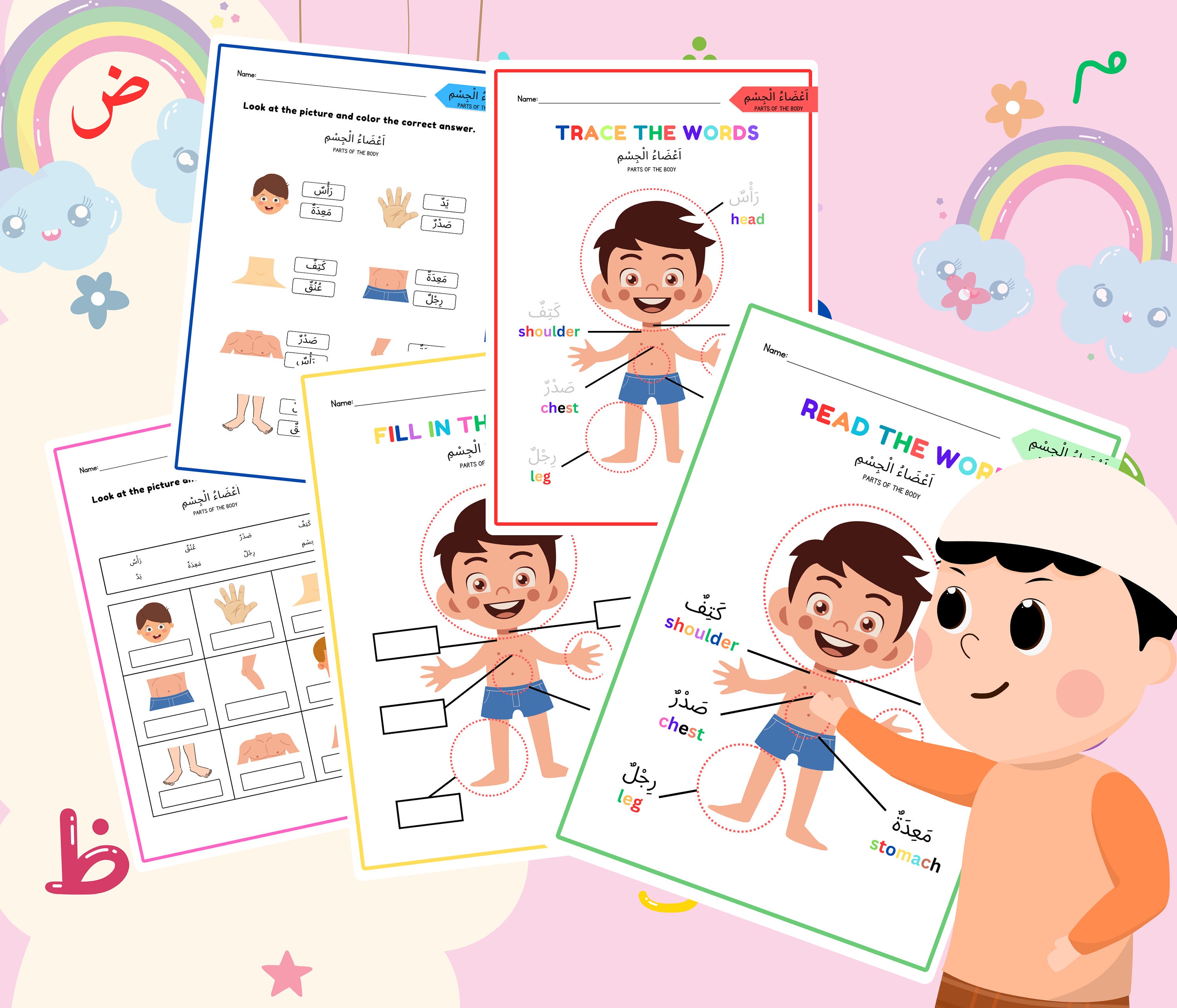 Arabic Parts of the Body Worksheet for Homeschooling Learning Arabic ...