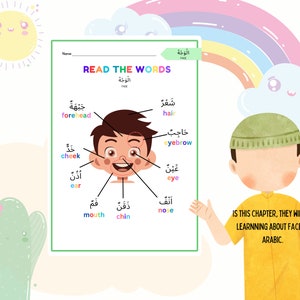 Arabic Parts on Face Worksheet for Homeschooling Learning Arabic ...