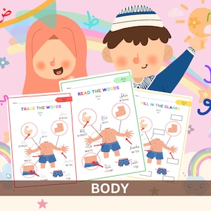 Arabic Body Activity Worksheet for Homeschooling | Learning Arabic ...