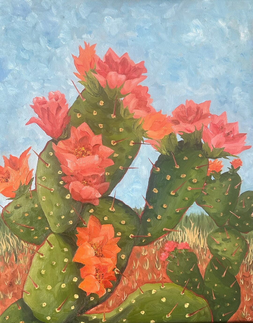 Cactus Original Oil Painting, Home Decor, Wall Art, Unique, Desert ...