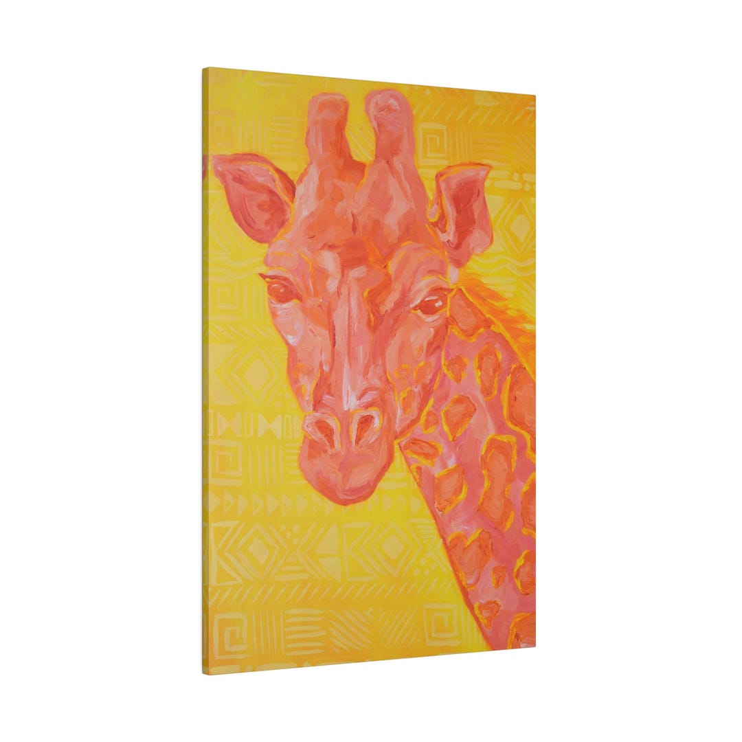 Giraffe Abstract Art, Pink, Yellow Art, Giraffe Print, Colorful Decor ...