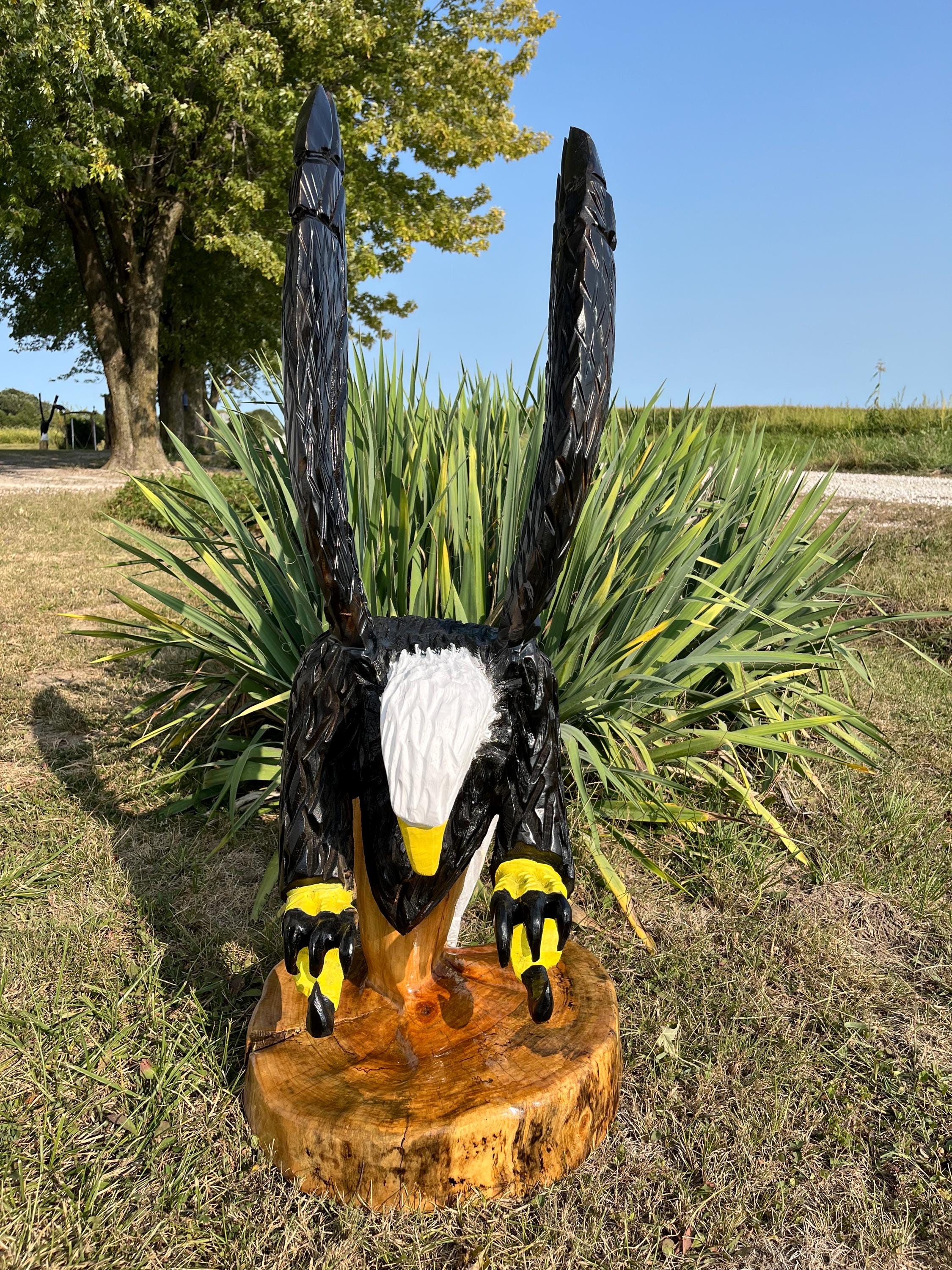 Eagle Chainsaw Carving. Wings up and Talons Out Ready for the Catch! - Etsy