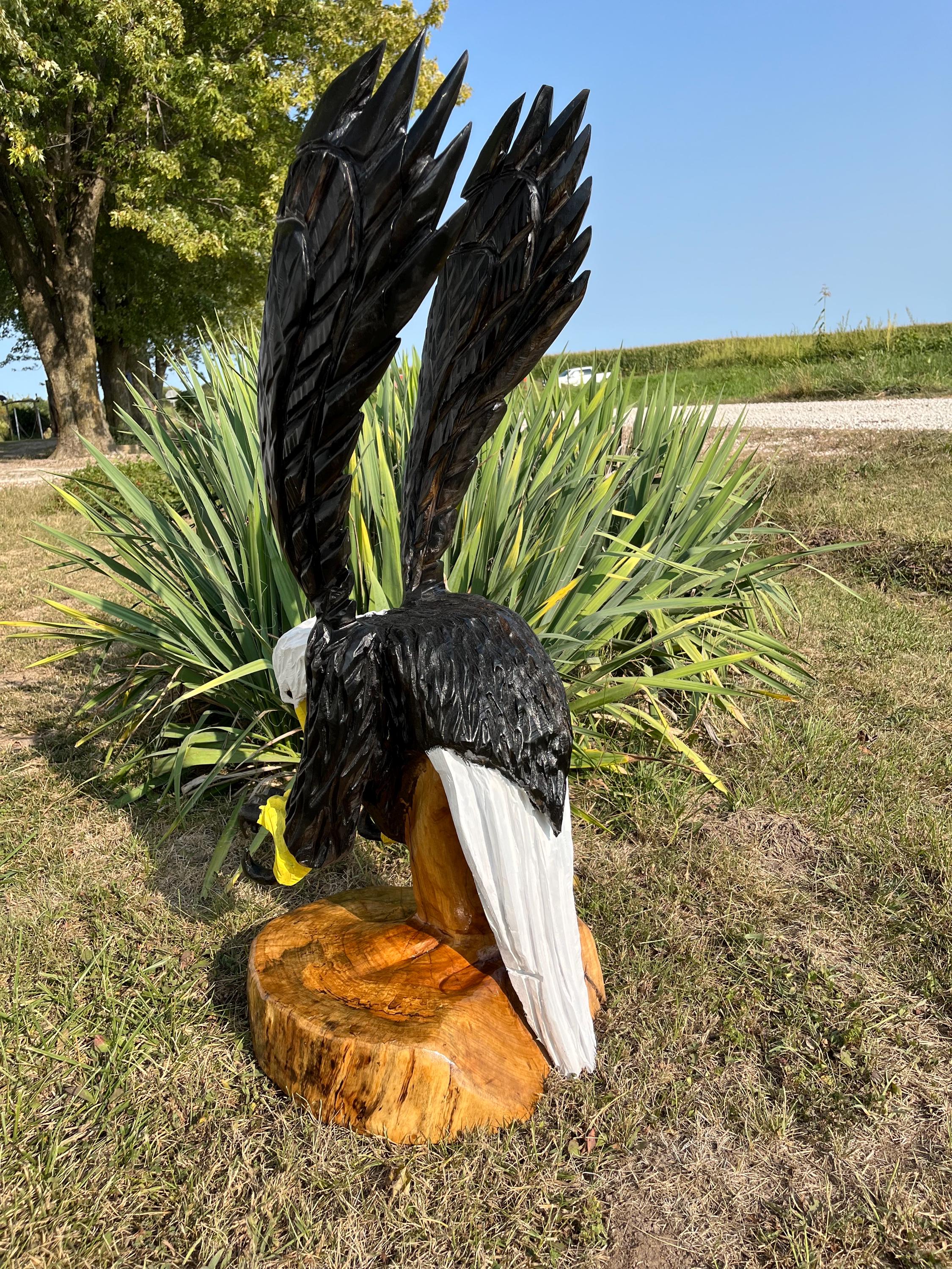 Eagle Chainsaw Carving. Wings up and Talons Out Ready for the Catch! - Etsy