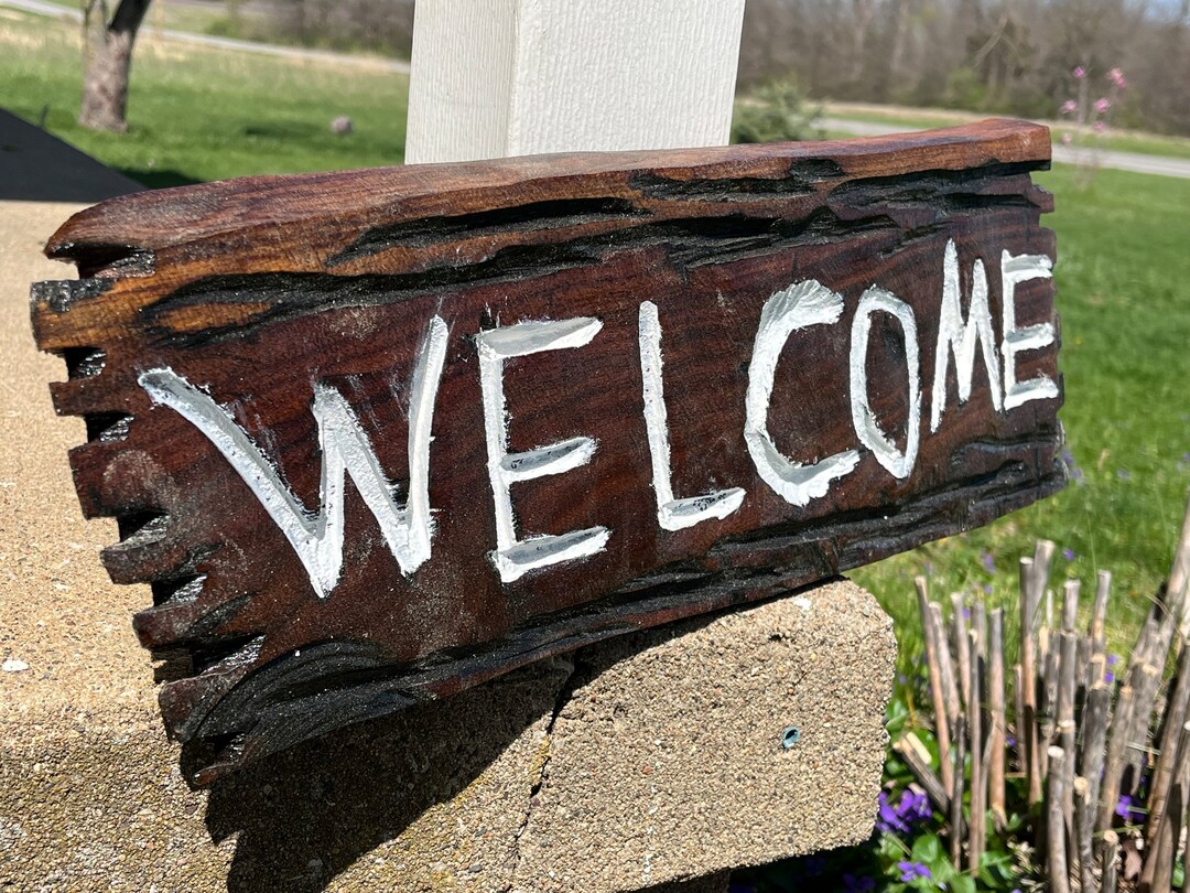 Chainsaw Carved Welcome Sign. Beautiful Piece of Walnut! Sealed and ...